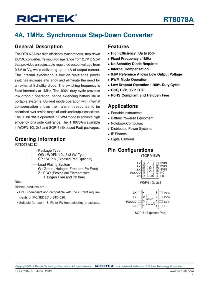 RT8078A datasheet page 1