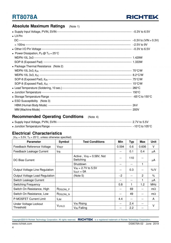 RT8078A datasheet page 4