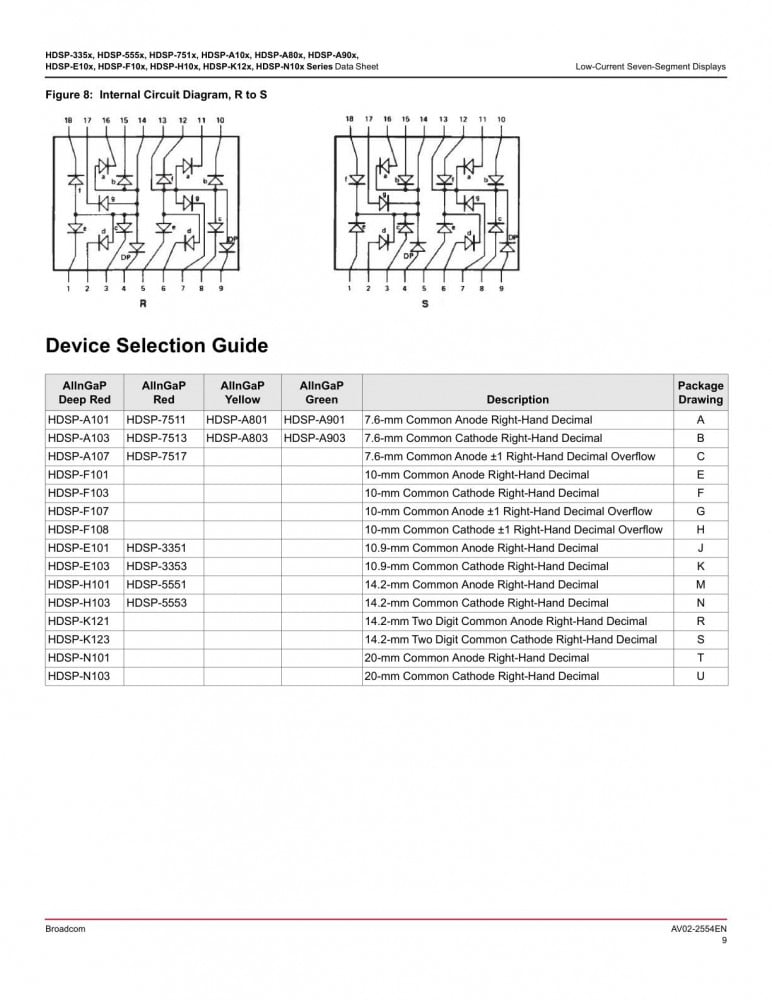 HDSP low-current display datasheet page 9