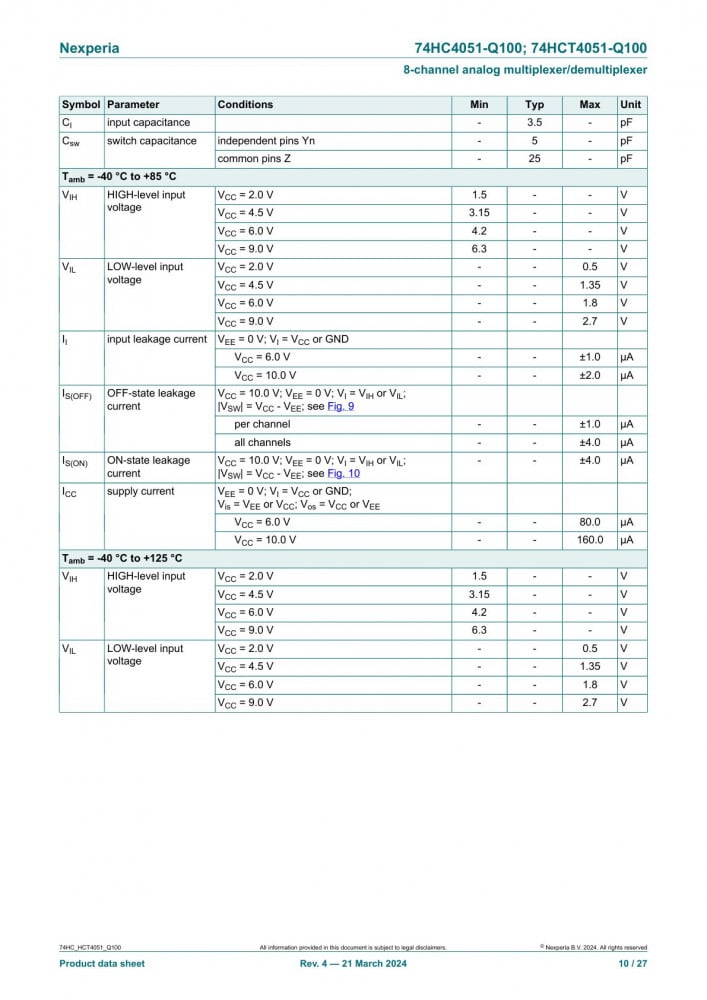 74HC4051D-Q100 datasheet page 10