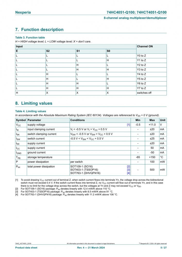 74HC4051D-Q100 datasheet page 5