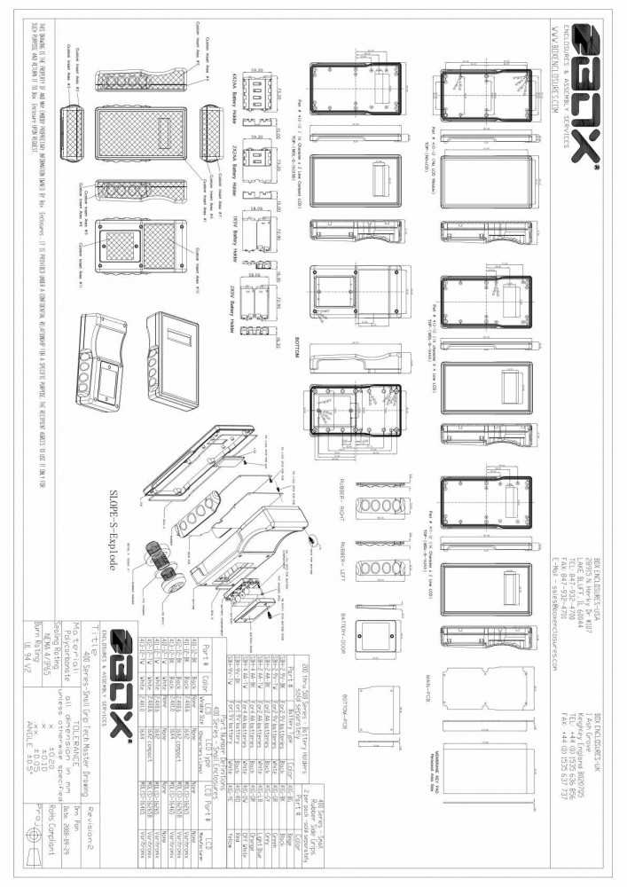 Box Enclosures 400 Series small grip enclosure technical drawing