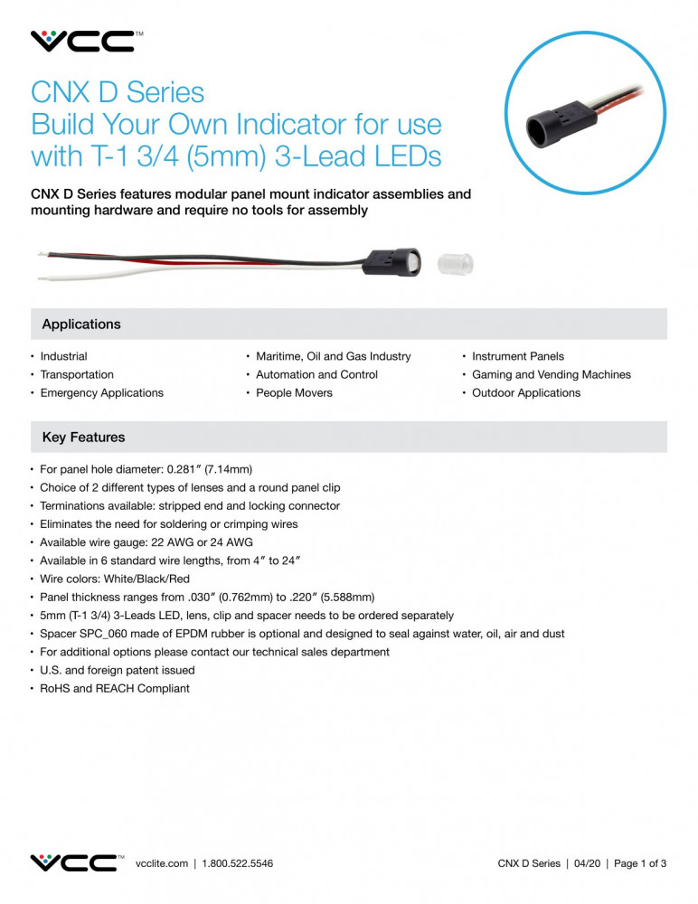 VCC CNX D Series technical document, page 1
