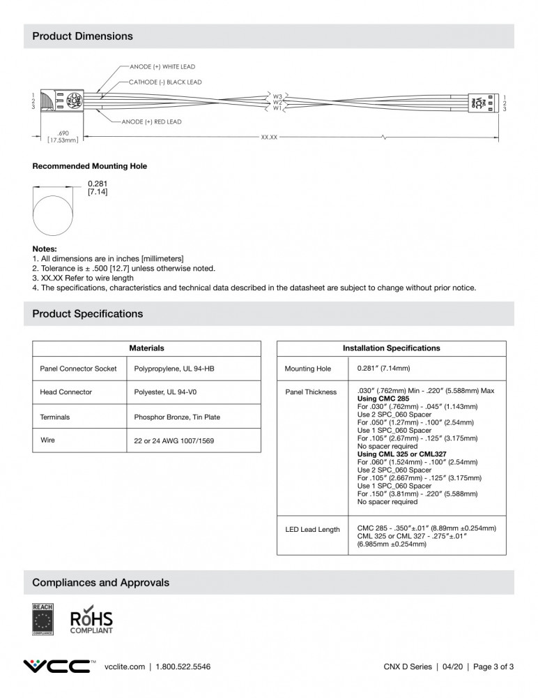 VCC CNX D Series technical document, page 3