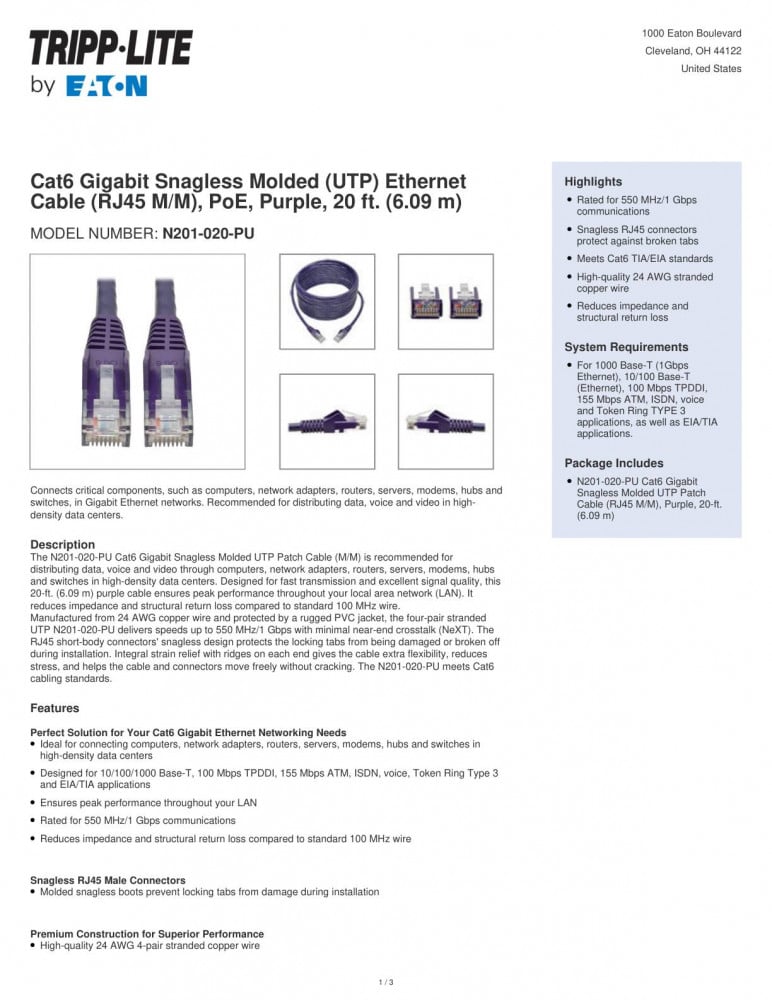 N201-020-PU technical document page 1