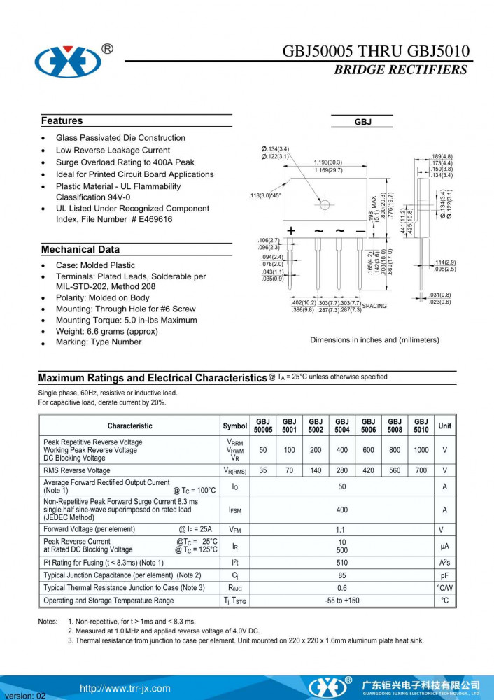 GBJ5010 datasheet page 1