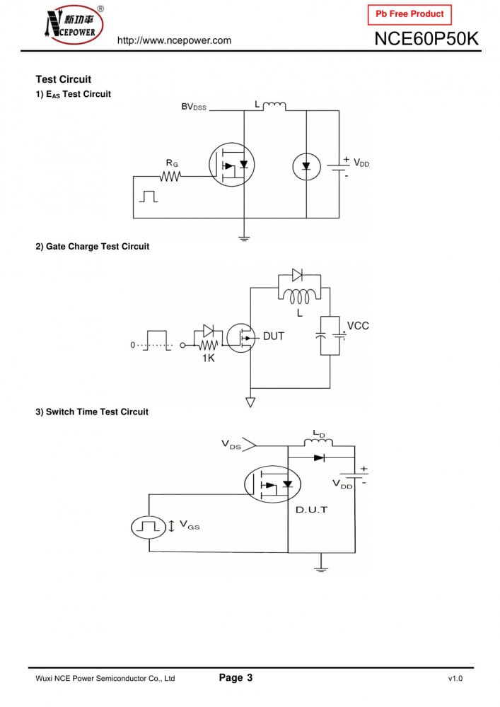 NCE60P50K datasheet page 3