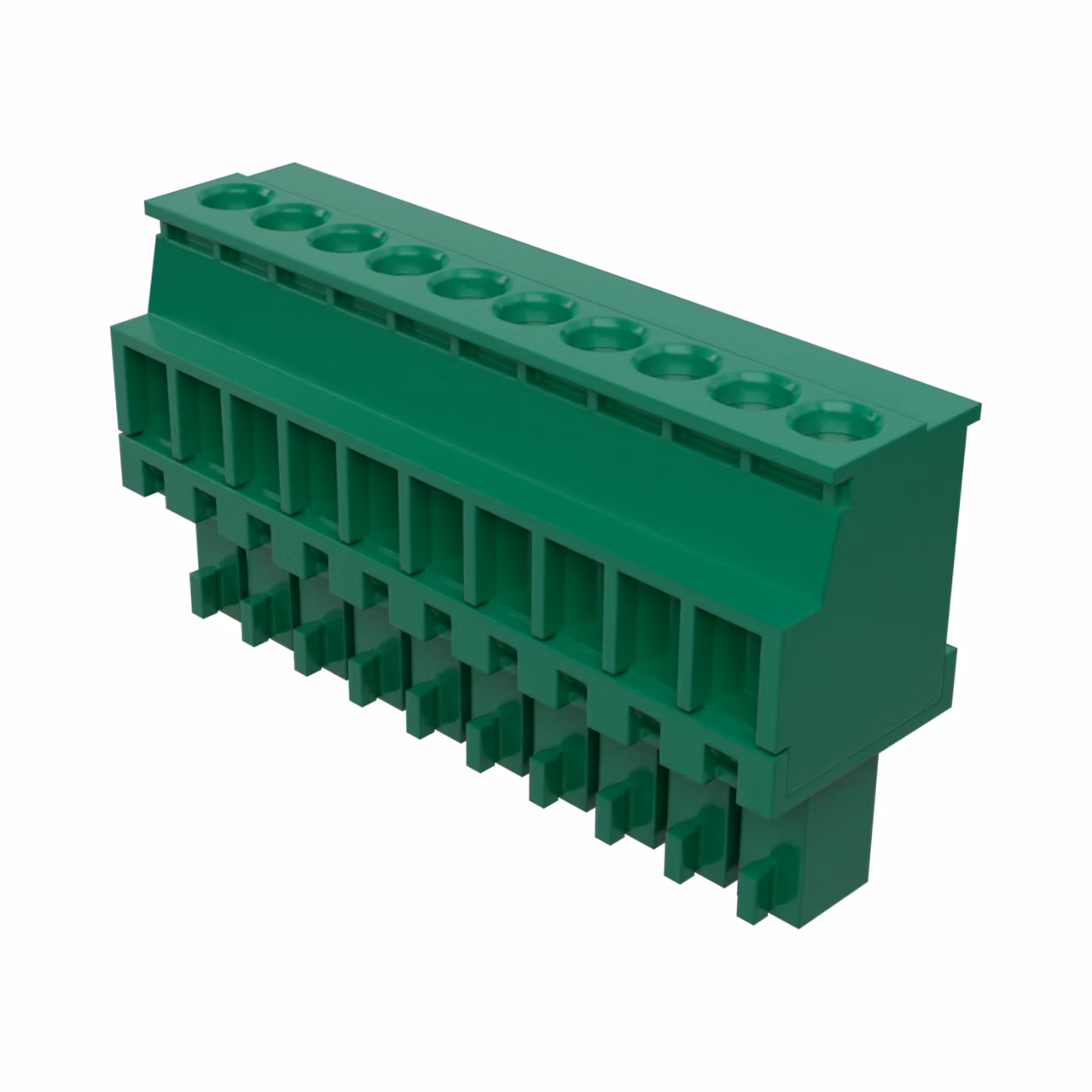 3.50mm Pitch Eurostyle Vertical Plug, with Standard Imprinting, Front Wire Entry, Green Housing, Gold (Au) Plated, 10 Circuits for sale