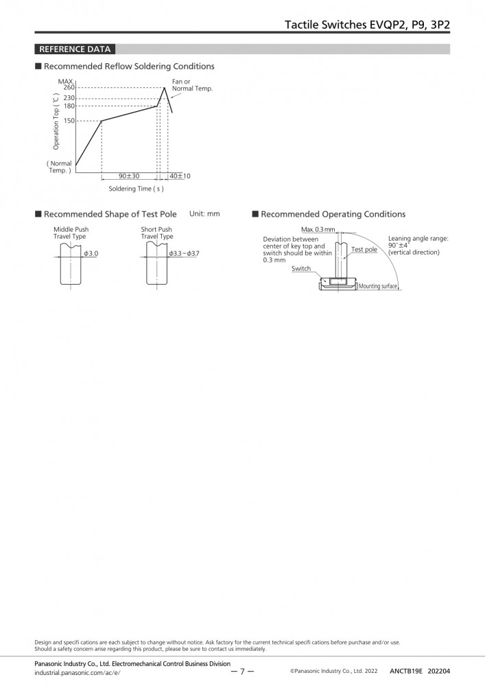 Panasonic tactile switch catalog page 8