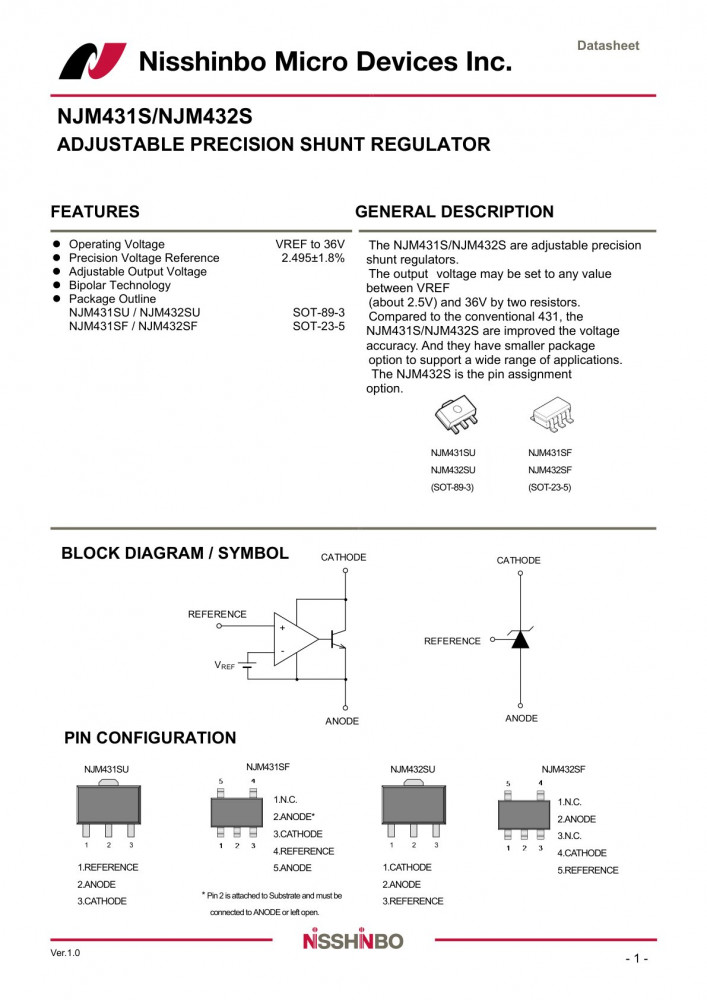 NJM431S/NJM432S datasheet page 1