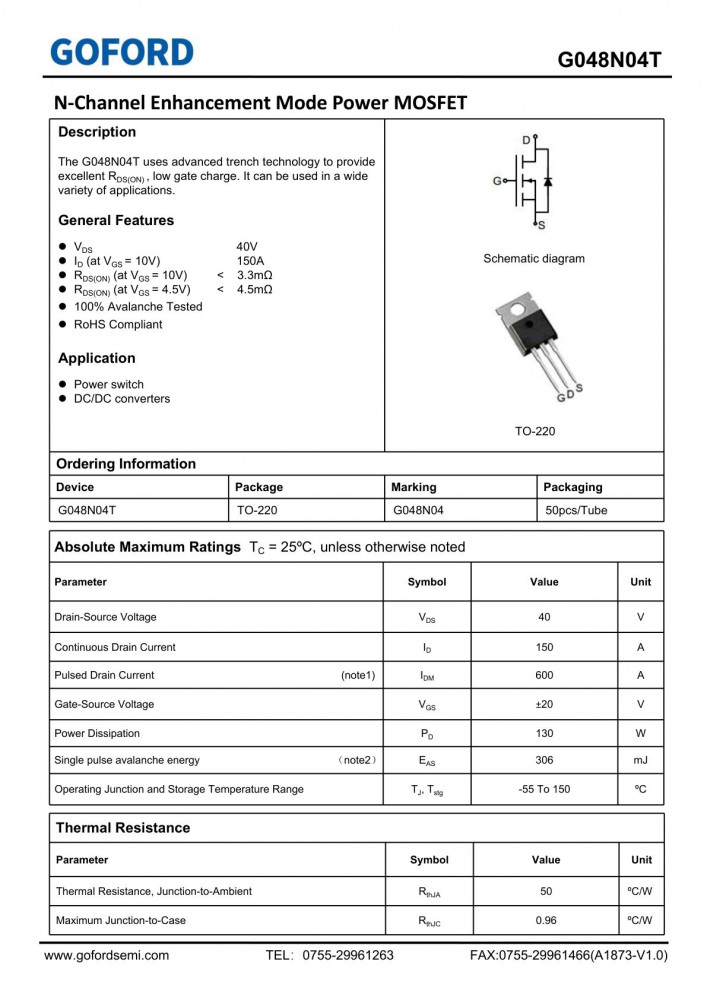 G048N04T datasheet page 1