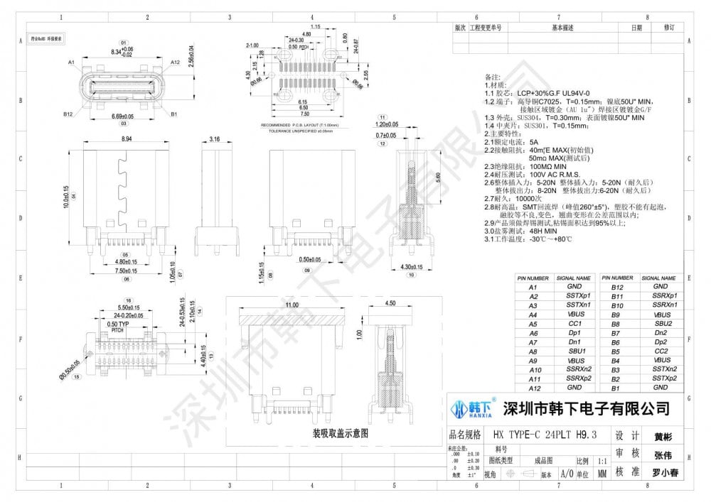 HX TYPE-C 24PLT H10.0 specification page 1