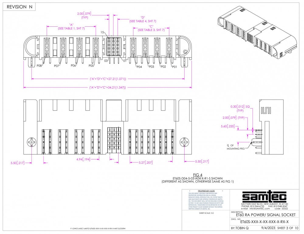 Samtec ET60 drawing sheet 3
