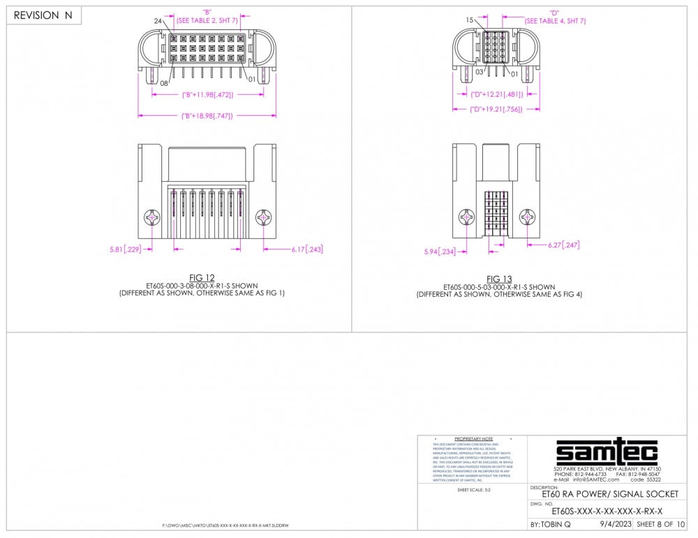 Samtec ET60 drawing sheet 8