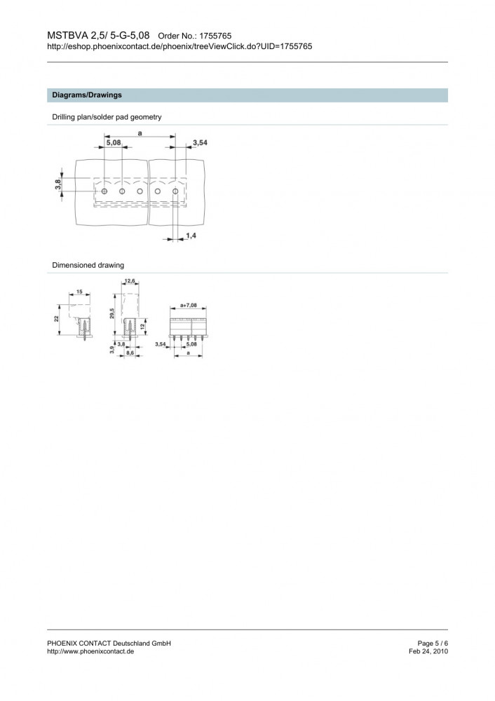 Phoenix Contact 1755765 drilling plan