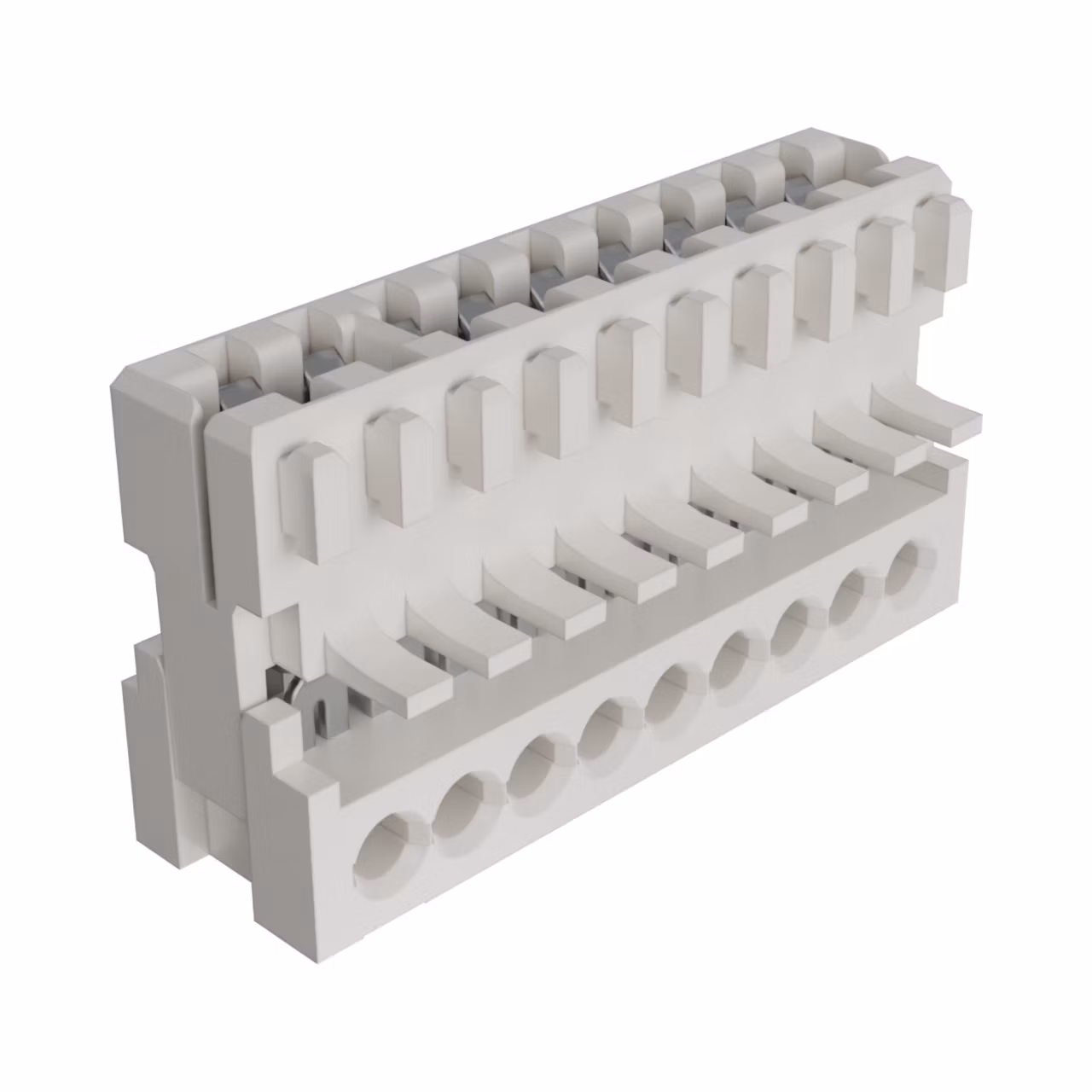 Appli-Mate RAST 2.5 Female Connector, 2.50mm Pitch, 4 Circuits, Positions B & C Removed, Open Endwalls, Circuit 2 Voided