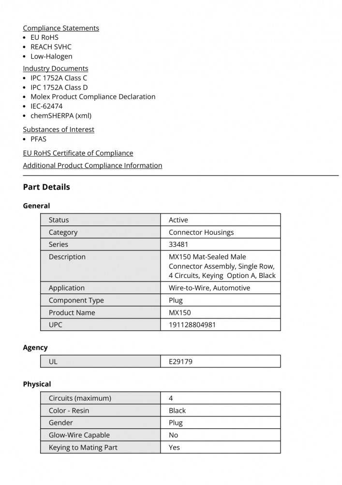 MOLEX 334814401 technical document preview, page 2
