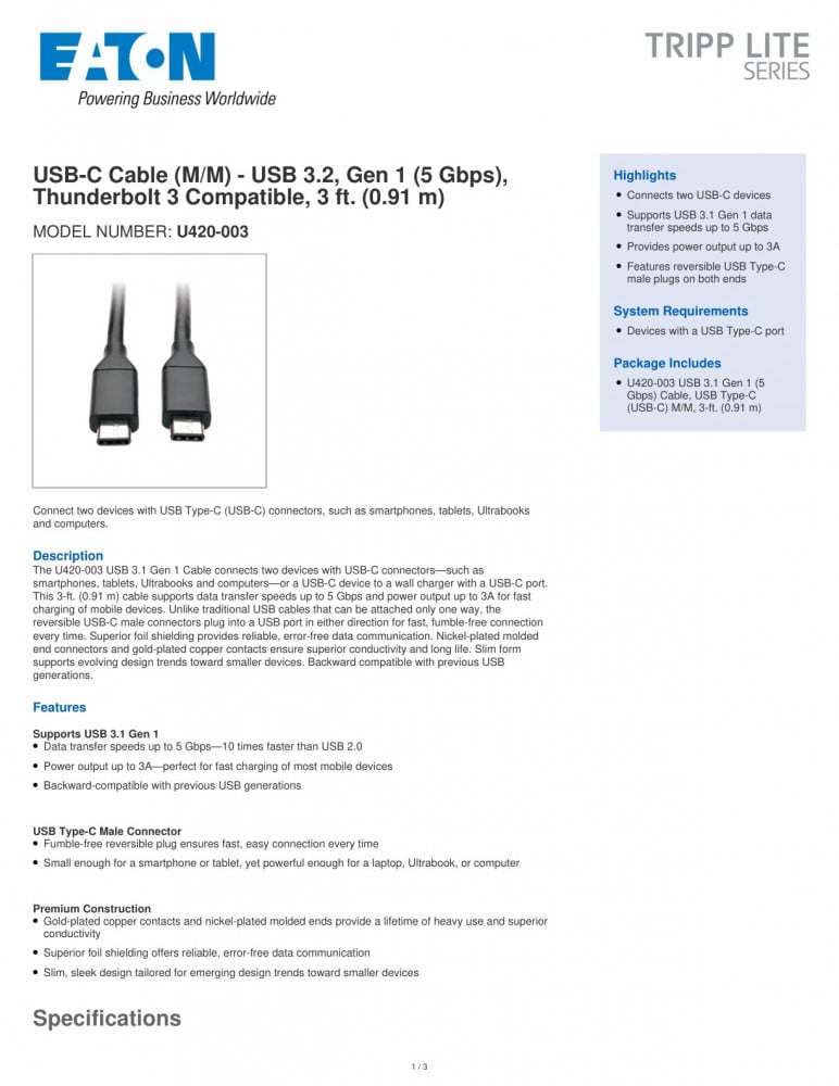 U420-003 technical document page 1