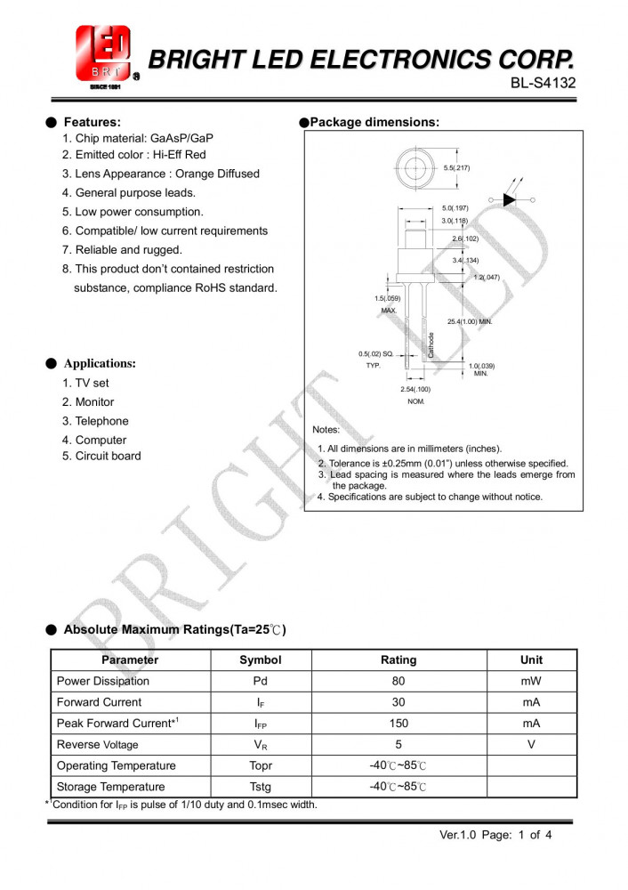 BL-S4132 datasheet page 1