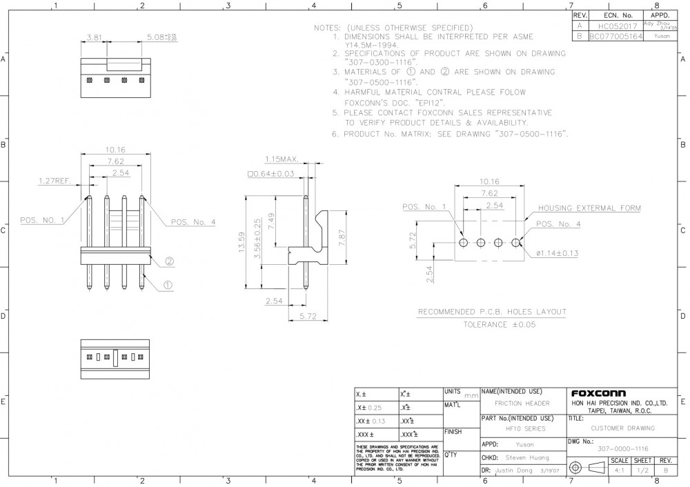 FOXCONN HF1004E customer drawing preview