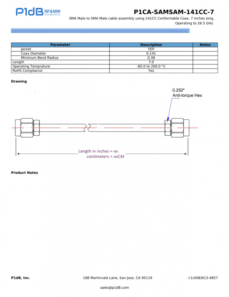 P1CA-SAMSAM-141CC-7 product drawing, page 2