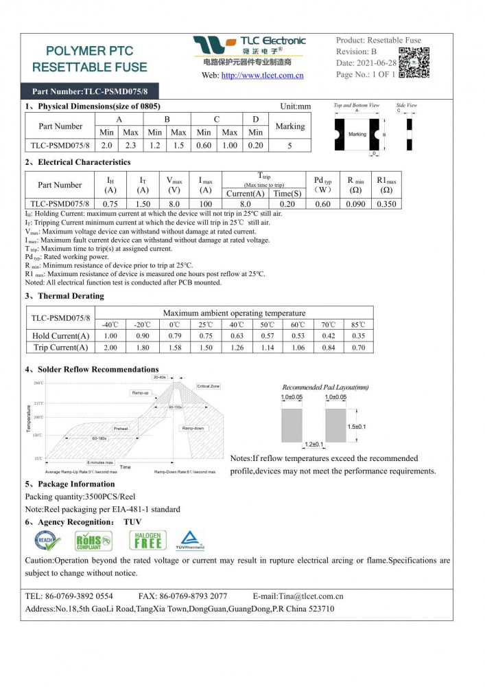 TLC-PSMD075/8 manufacturer technical document
