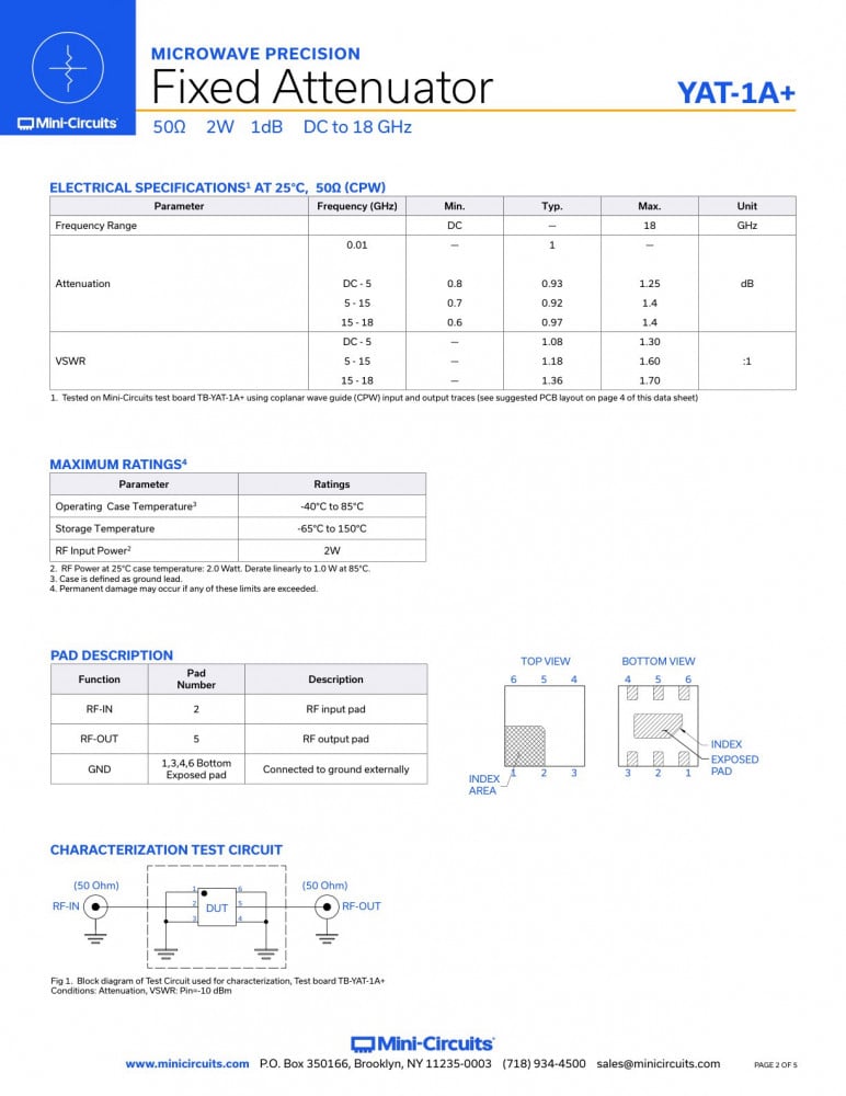 YAT-1A+ datasheet page 2