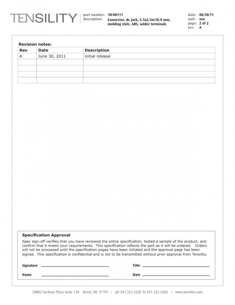 Tensility International 50-00111 specification page 2