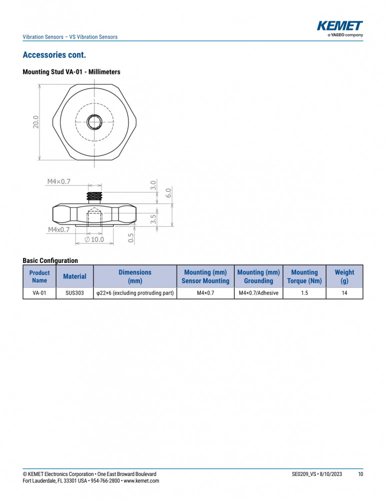 KEMET VS-JV10A-K01 document page 10