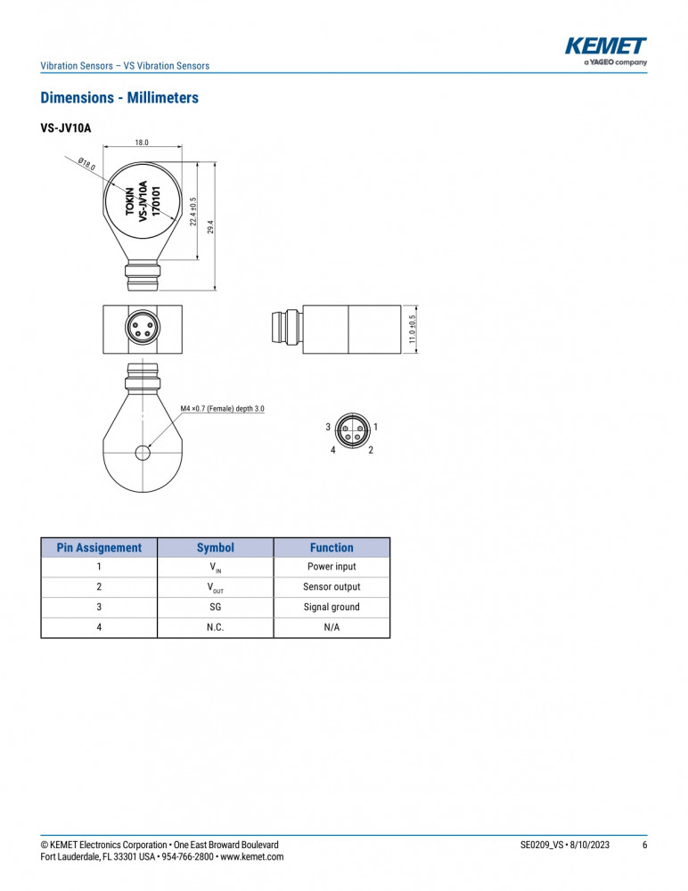 KEMET VS-JV10A-K01 document page 6