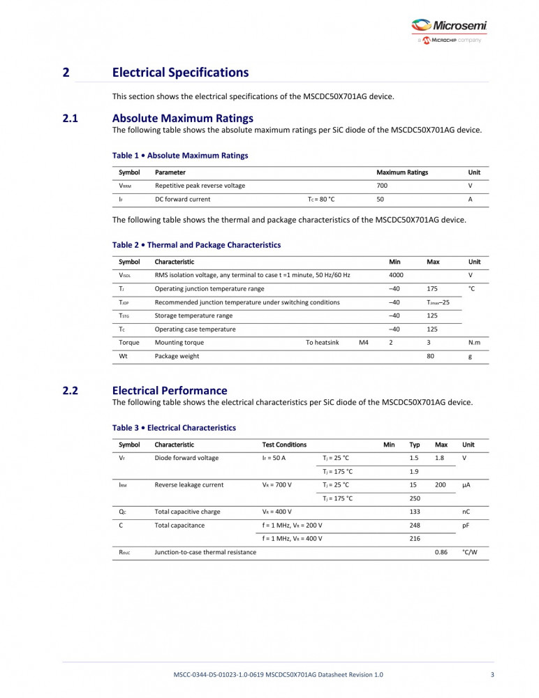 MSCDC50X701AG datasheet page 3