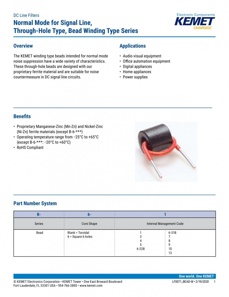 KEMET B-8 datasheet page 1