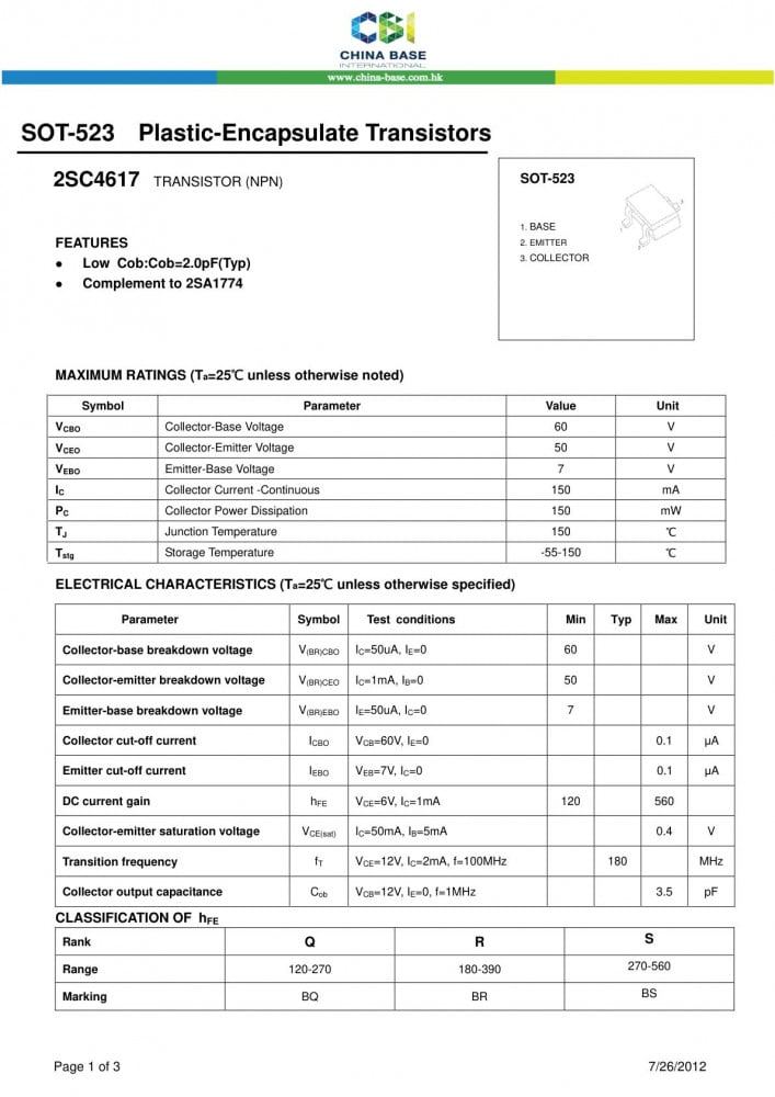 2SC4617R datasheet page 1