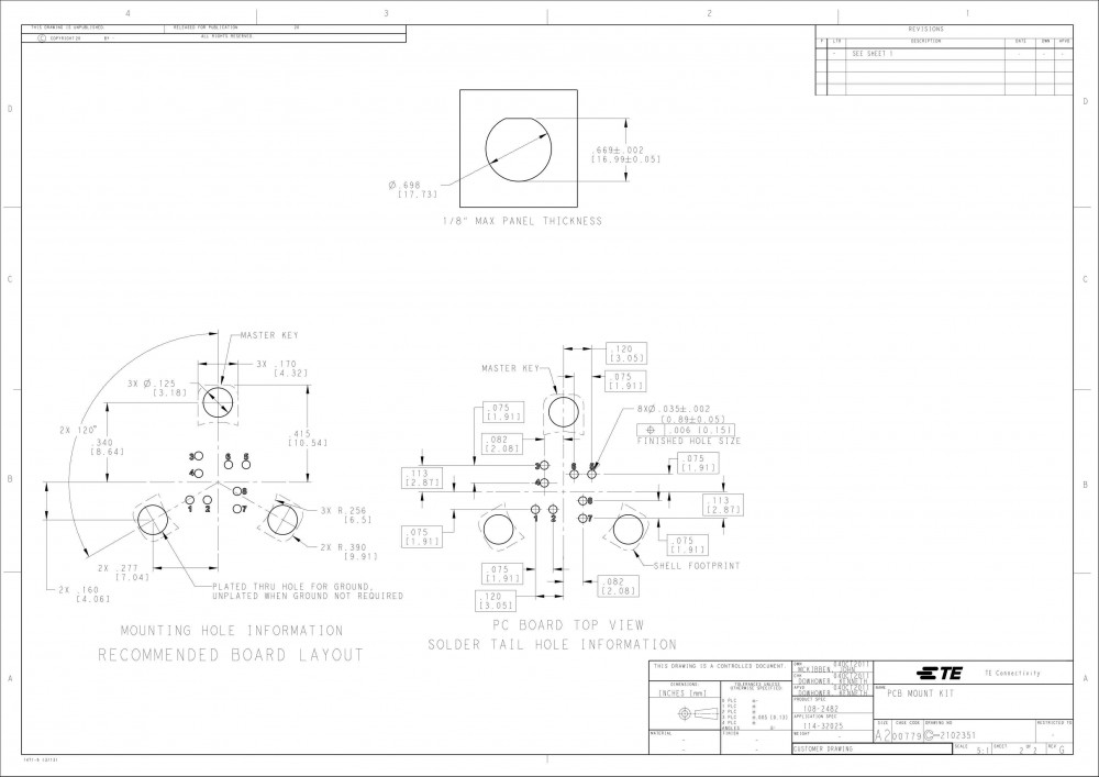 DEUTSCH PCB Mount Kit drawing, sheet 2