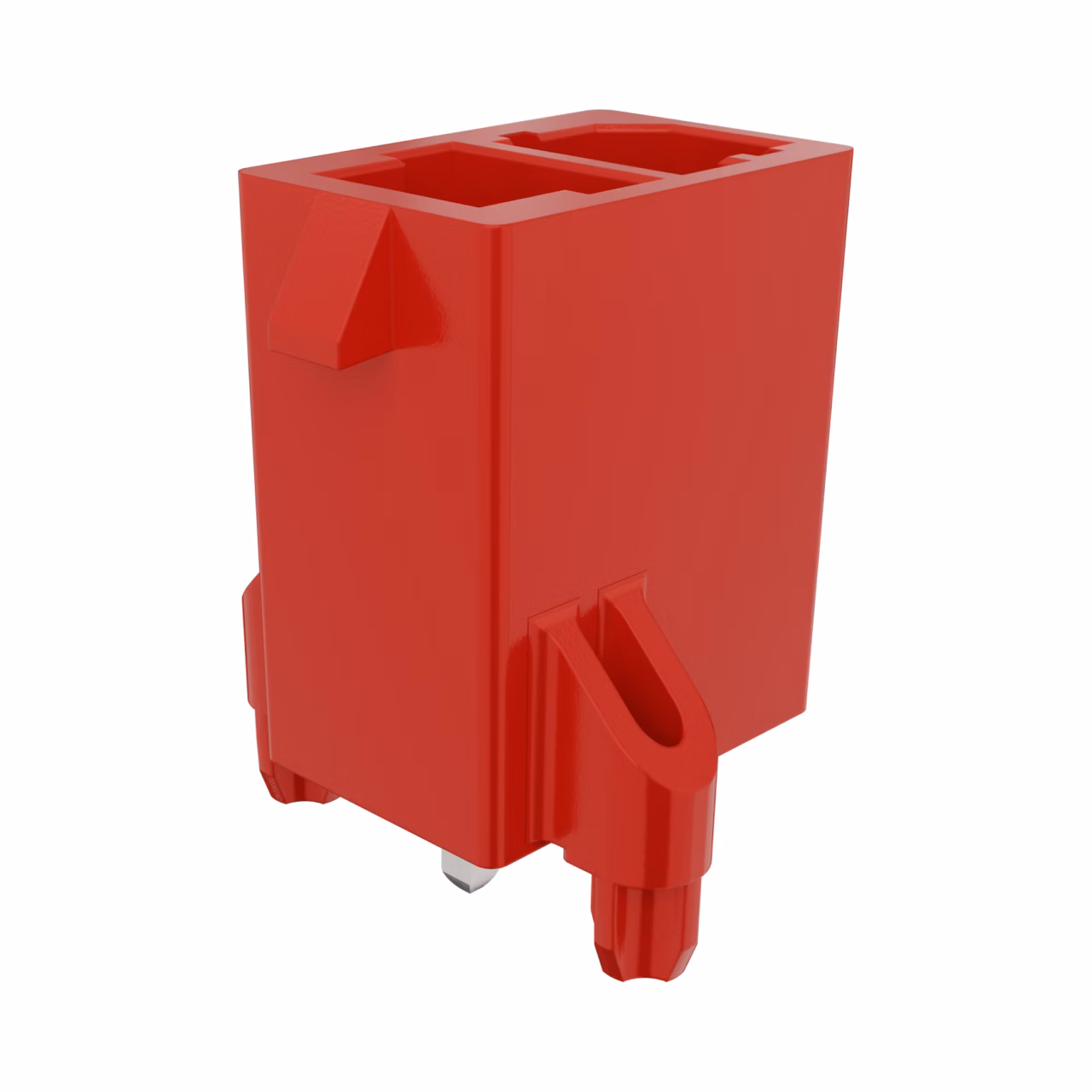 Mega-Fit ColorLock Vertical Header with Crush Pegs, 5.70mm Pitch, Through Hole, Dual Row, 2 Circuits, Matte Tin (Sn) Plating, 3.73mm Tail Length, Glow-Wire Capable, Tray, Red for sale