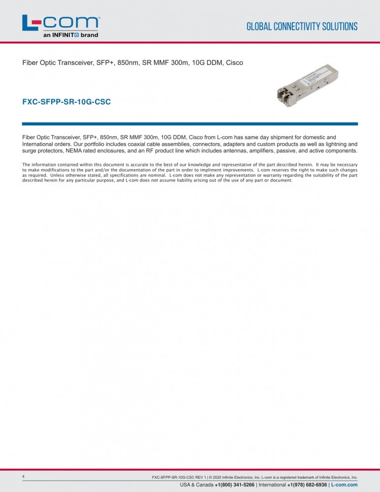 FXC-SFPP-SR-10G-CSC datasheet page 4