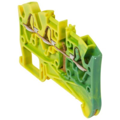 Protection conductor terminal blocks, 1 connection 1 entry/1outlet, Metal base, Cross-section 2,5mm² - green/yellow