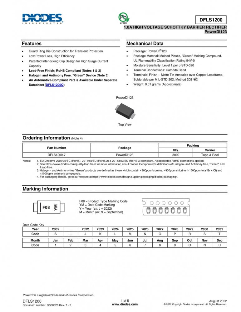 DFLS1200-7 datasheet page 1