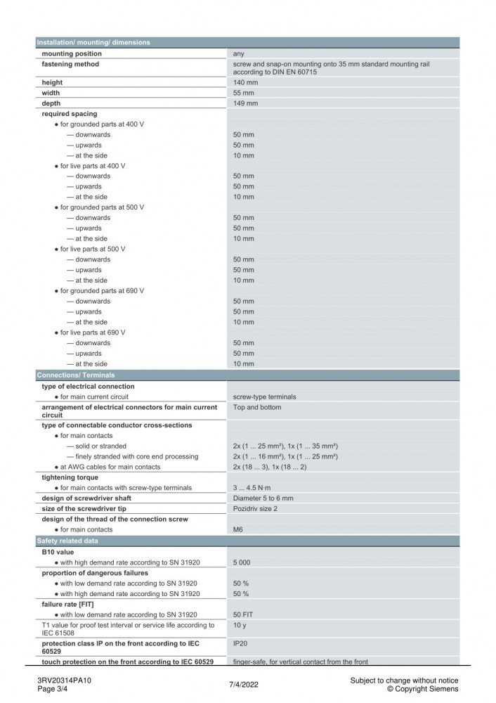 3RV20314PA10 technical document page 3