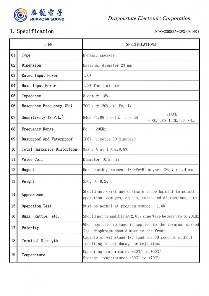 HDK-2308AA-2P3 specification page 2