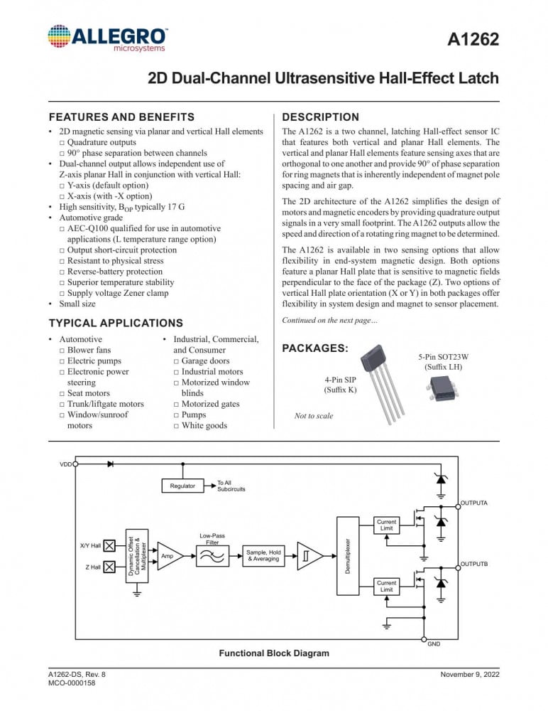 A1262 datasheet page 1