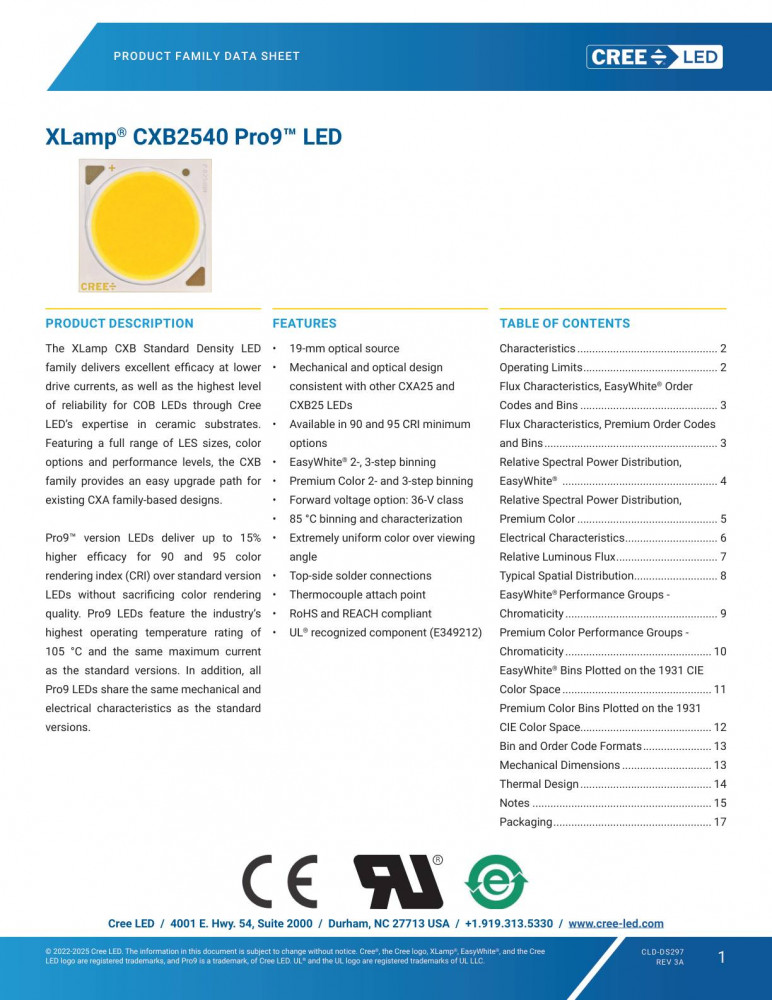 CXB2540 Pro9 datasheet page 1