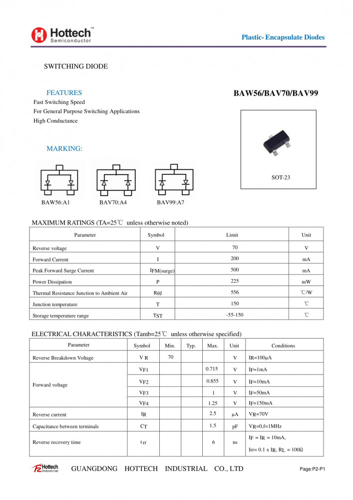 BAW56 technical document page 1