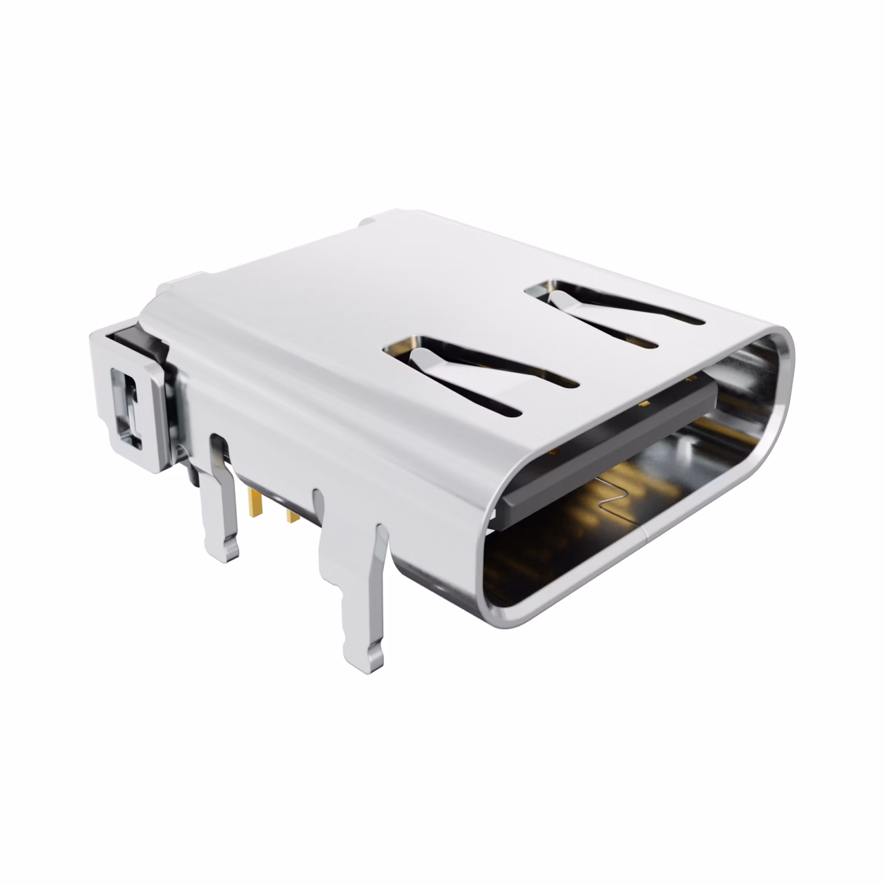 Universal Serial Bus (USB) Shielded I/O Receptacle, Type C, Right-Angle, Hybrid, Top Mount, 1.45mm Tab, Gold (Au) Plating for sale