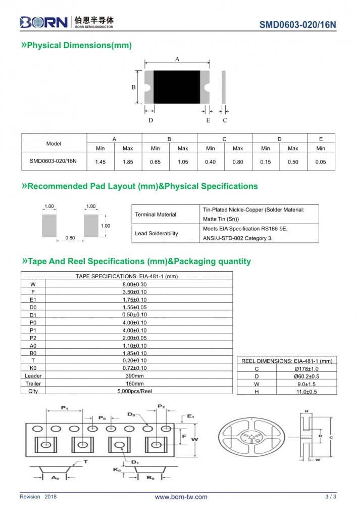 BORN SMD0603-020/16N datasheet page 3