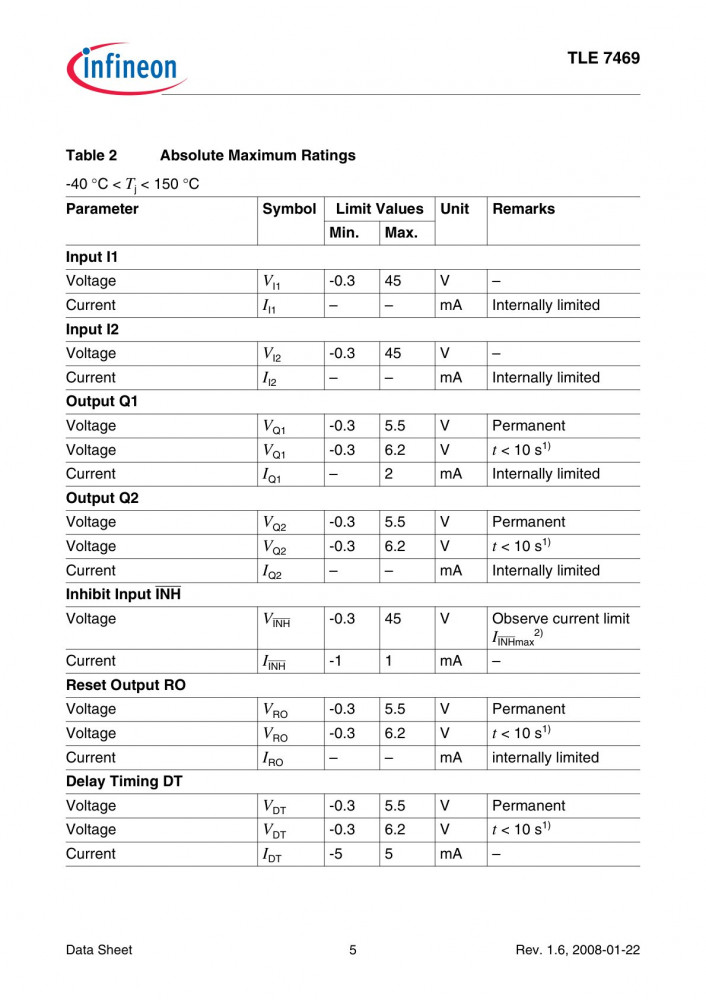 TLE7469G V52 datasheet page 5