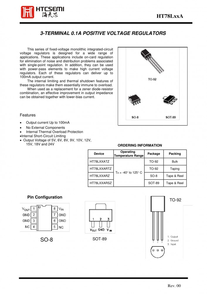HT78L05ARZ datasheet page 1