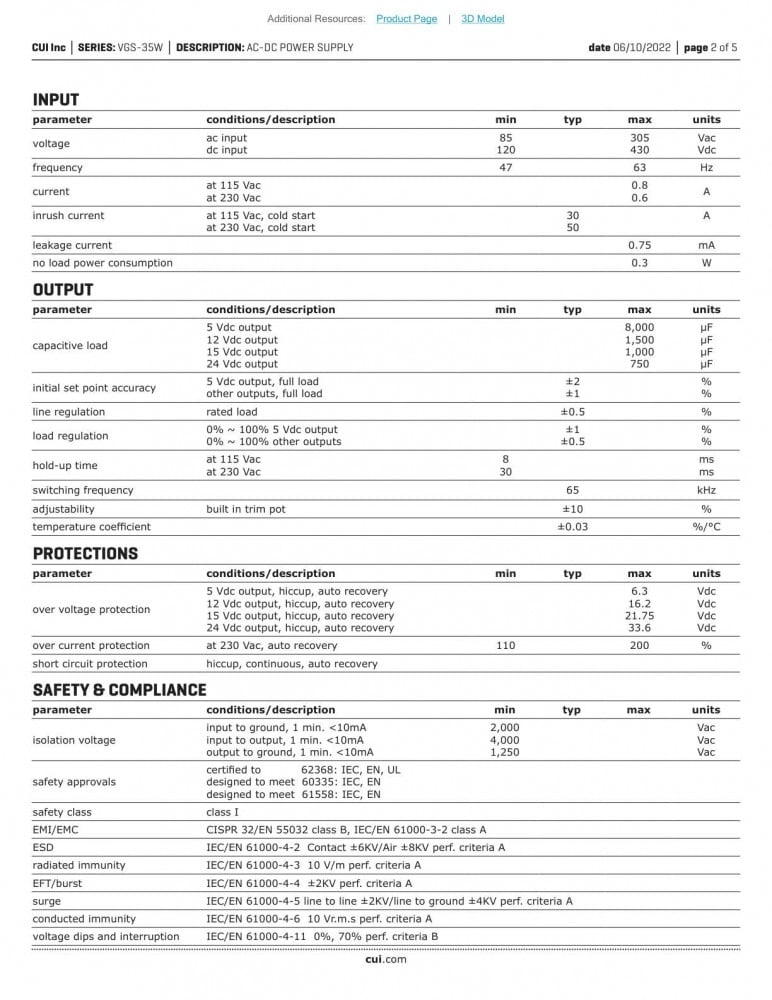 VGS-35W-24-A datasheet page 2