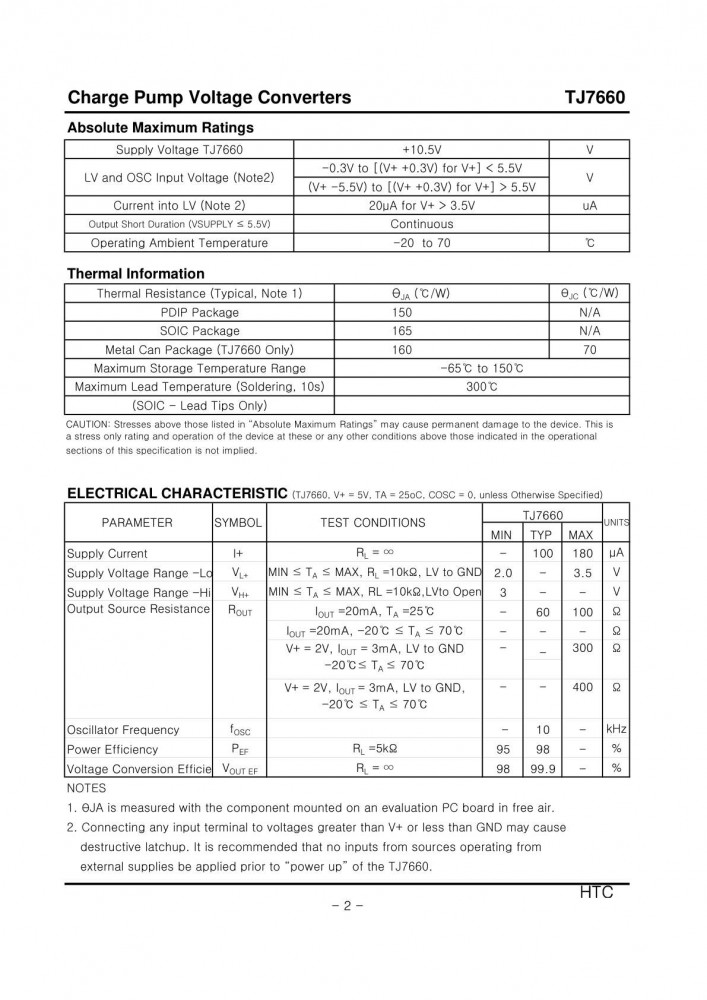 TJ7660D datasheet page 2