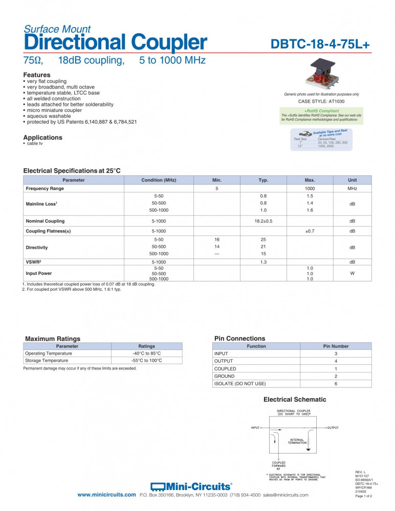 DBTC-18-4-75L+ technical document page 1
